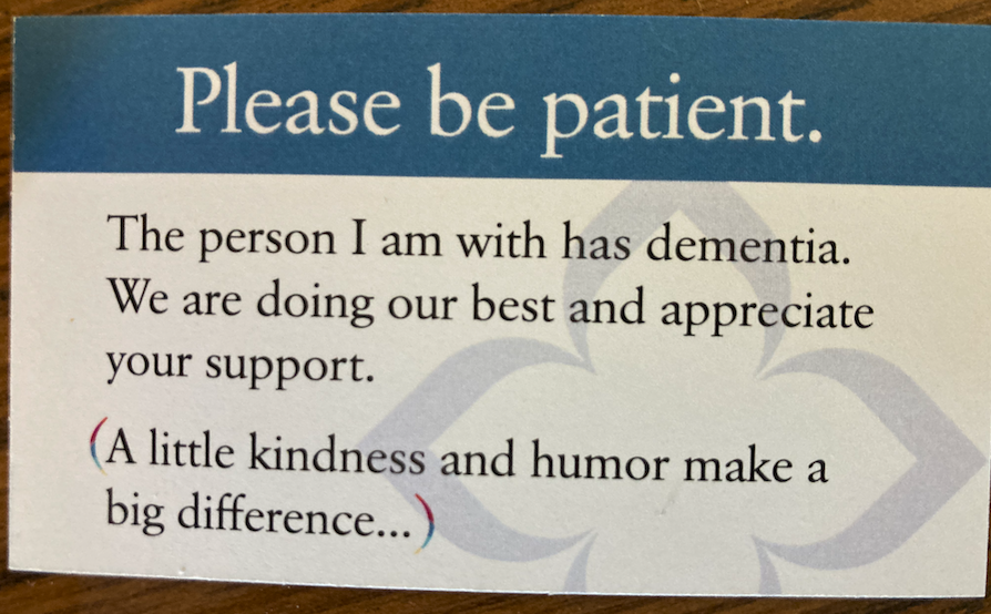 Please Be Patient cards can reduce uncomfortable public situations